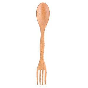 Wooden Salad Server,Integrated Salad Spoon and Fork Natural Hand Wooden Utensils for Serving Salad