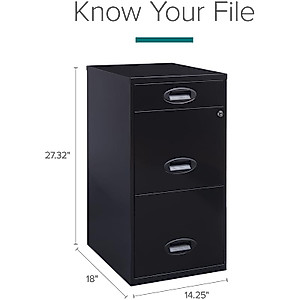 Hirsh Industries Space Solutions 3 Drawer Metal File Cabinet with Pencil Drawer Black