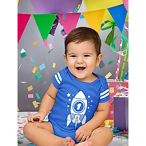 1st Birthday Outfit Space Rocket One Year Old Gift Cute Baby Bodysuit 18M Blue