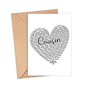 Happy Birthday Cousin Card - Cute Happy Birthday - Birthday Greeting Card - Sweet Birthday Card For Cousin - Anniversary-Thank You Card - Heart Happy Birthday Mom - I Love You Cousin Card