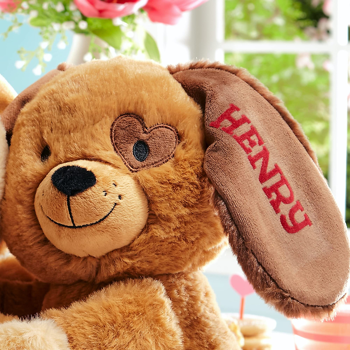Let's Make Memories Personalized Hugging Plush Puppies - Valentines Day - for Couples - for Him - for Her - Amor - Te Amo - Puppy Love - Dog Stuffed Animal