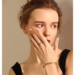 Rinspyre Love Friendship Ring 18K Gold Ring for Women Non Tarnish Silver Rose Plated Cubic Zirconia Stainless Steel Promise Ring Wedding Band Jewelry Birthday Gifts for Women, Size 7