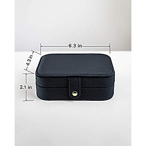 Plush Velvet Travel Jewelry Box Organizer | Travel Jewelry Organizer, Travel Jewelry Case | Small Jewelry Box for Women, Jewelry Travel Case | Earring Organizer Box with Mirror - Ebony