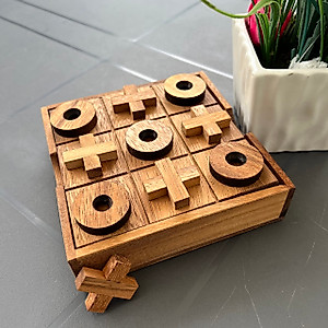 NUTTA - TicTacToe Wooden Game Size 5.5 X 5.5 inches Tic Tac Toe Wooden Board Games Coffee Table Desk Toy Fun Game Friends and Family Adult Games Travel Backyard Indoor Outdoor Decorative Decor Room