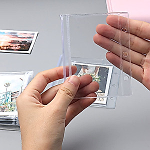 12Pack Binder Pockets Clear Mini Size Zipper Binder Pouches Bag Waterproof Loose Leaf 3 Holes Zipper Binder Pockets for Journal Budget Filing Pockets Bags