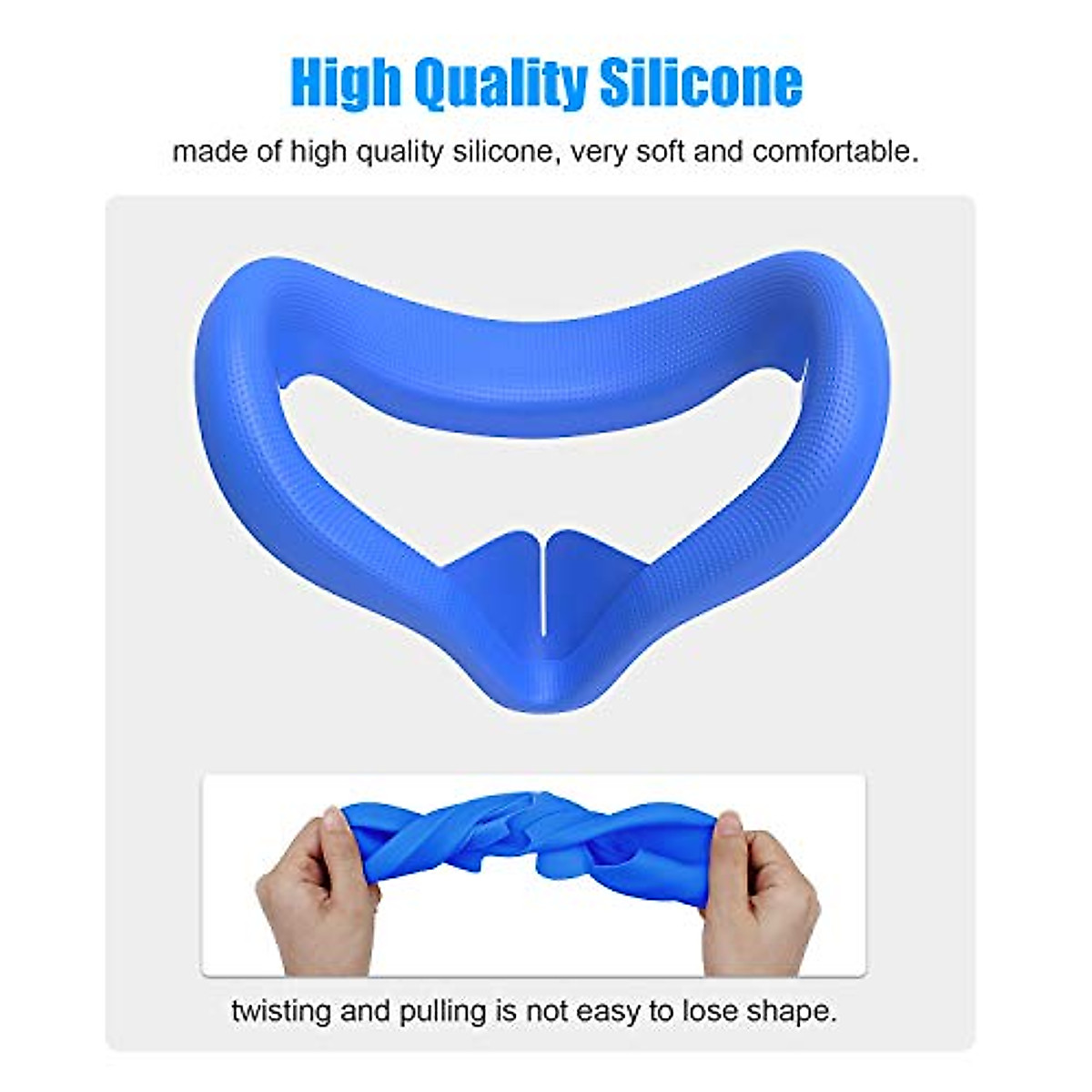 AMVR Face Cushion Pad Replacement for Oculus Quest 2, Silicone Face Cover for Meta Quest 2 Headset, Sweatproof Washable Lightproof Anti-Leakage VR Face Plate Mask Accessories (Blue, Only Cover)