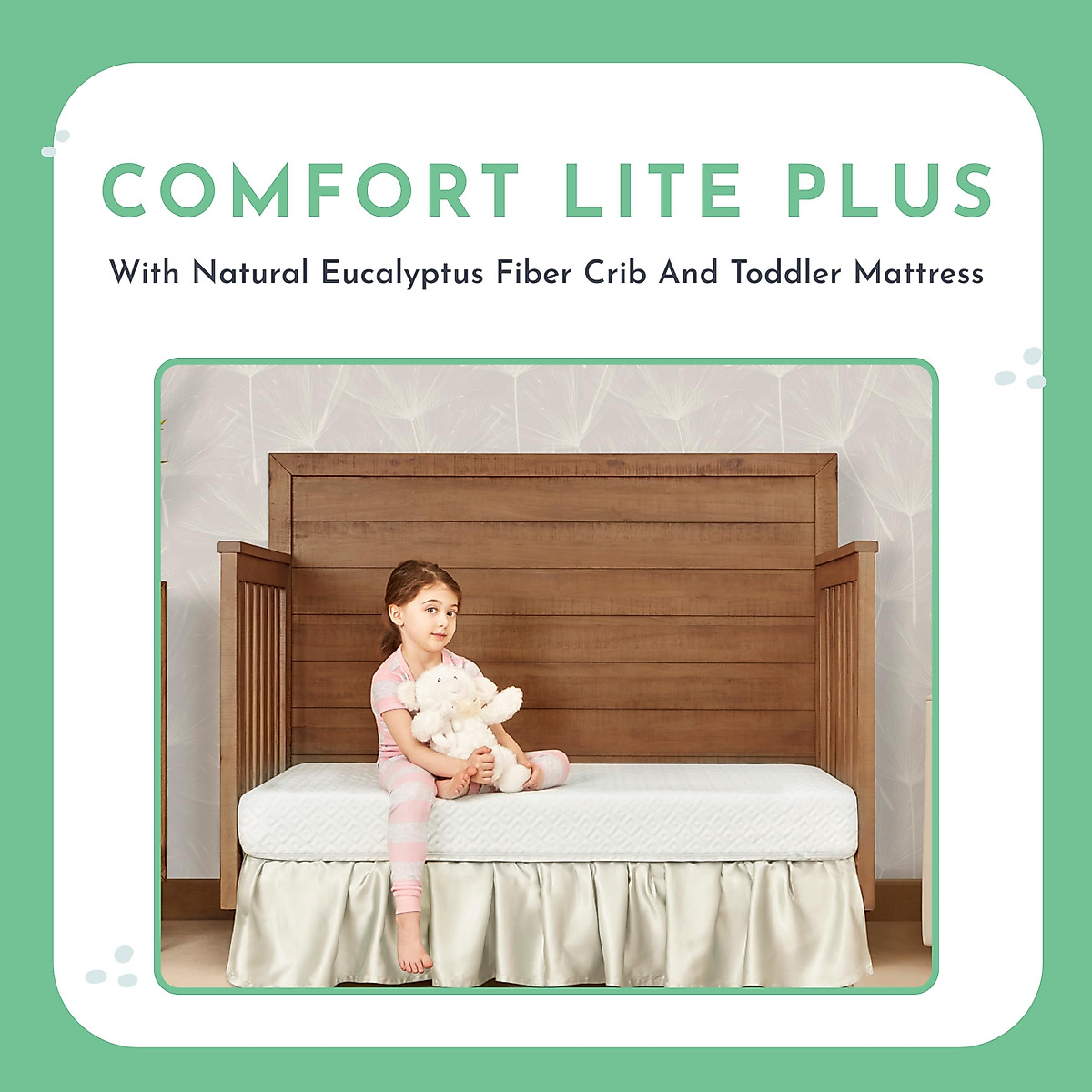 Evolur Sleep Comfort Lite Plus with Natural Eucalyptus Fiber Crib and Toddler Mattress, Greenguard Gold Certified