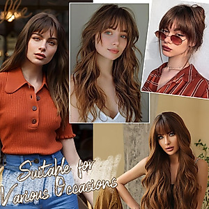 BARSDAR Human Hair Clip in Bangs - Human Hair Bangs Clip in Extensions for Women, French Thick Brown Hair Bangs Clip on Fringe Real Human Hair Bangs Hairpieces Daily - Golden Chestnut Brown