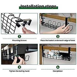 Under Desk Cable Management Tray, Metal Desk Wire Management, Cable Management Under Desk Cord Organizer, Sturdy Wire Cable Holder for Most Office Desks