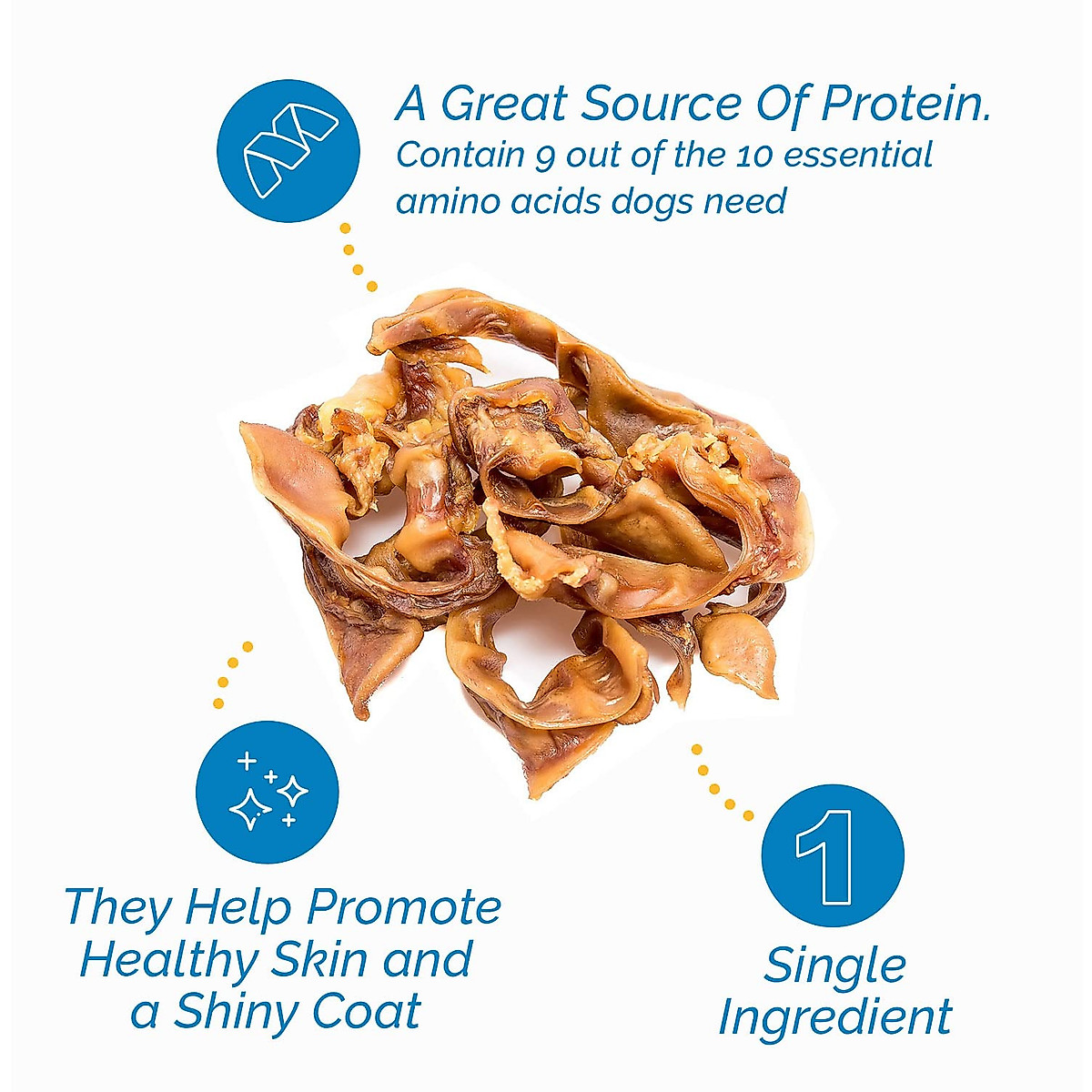 123 Treats - Pig Ears for Dogs - 1lb All-Natural Pork Chews, Dental Care Treats for Small to Large Breeds