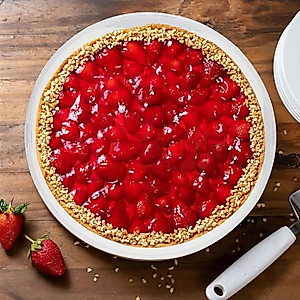 ATRDTO 1Pc 12 Inch Pie Carrier with Lid and Handle Pizza Slice Storage Container for Cheese Cake, Corn Pie, Fruit White Clear Visible (1)