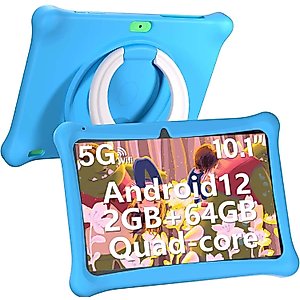 SGIN Tablet for Kids, 2GB RAM 64GB ROM, 10 Inch Android 12 Kids Tablet with Case with Parental Control APP, Dual Camera, WiFi, Educational Games，iWawa Pre Installed （Sky Blue）