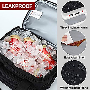 MIER Insulated Lunch Box Bag Leakproof Meal Prep Cooler Bag Tote for Adult Men Women Kid to Work, Tactical, School, Picnic, 12 Can (Black)