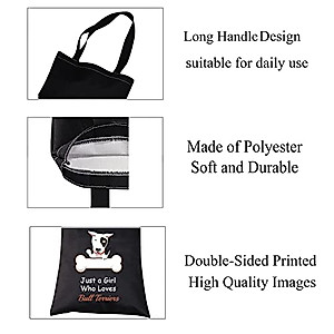 CMNIM Bull Terrier Gifts for Women Bull Terrier Tote Bag Just a Girl Who Loves Bull Terriers Reusable Shoulder Shopping Bag (Bull Terrier Tote Bag) (Bull Terrier Tote Bag)