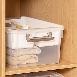 Citylife 17 QT Plastic Storage Bins Clear Storage Box with Removable Tray Stackable Latching Box with Handle for Oraganizing Tool, Craft, Office