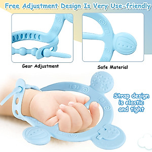 BBTO 5 Pcs Baby Hand Teether Toys for 0-6 and 6-12 Months Toddler Christmas Silicone Hand Teether Gifts with Adjustable Wristband Anti Dropping Chew Toys for Toddler Infant Newborn
