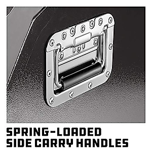 Powerbuilt 26 In. Portable Slant Front Power Tool Locker Toolbox with Power Drill Slots, Storage Compartments, 16 Ga. Steel, Chrome Hardware, Weather-Resistant Locking Polymer Lid, Gas Struts, 941805E
