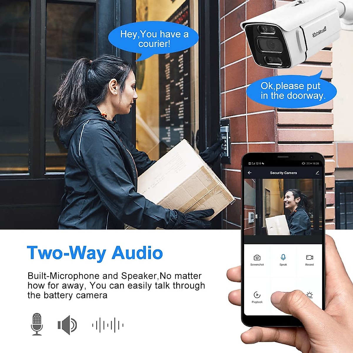 JideTech HD 5MP POE Camera Outdoor, 2592x1944P Bullet IP Security Camera with 2 Way Audio, Night Vision 65ft, Motion Detection, IP66 Waterproof, Support H.265+ Video Compression, 24/7 Recording