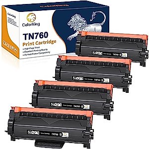 ColorKing TN760 TN730 Toner for Brother Printer Replacement TN-760 TN-730 Toner Cartridge Black High Yield Compatible for Brother HL-L2370DW HL-L2350DW HL-L2395DW MFC-L2710DW MFC-L2750DW (4 Pack)