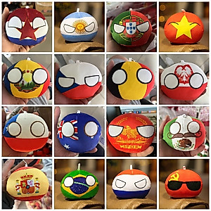 GANGKJDS Polandball Countryballs Plush Doll Ukraine Spain Hungary Portugal Romania Greece Austria Mexico Poland Ball (Spain B,3.8 inch)