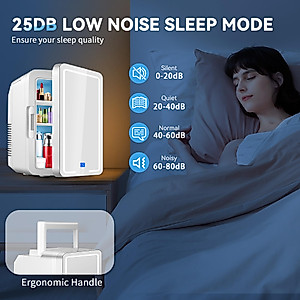 FOCHIER F Mini Fridge Portable 12L Skincare Fridge Compact Small Makeup Refrigerator with Dimmable LED Light Mirror Digital Display Cooler and Warmer AC/DC Powered for Bedroom Office Car White