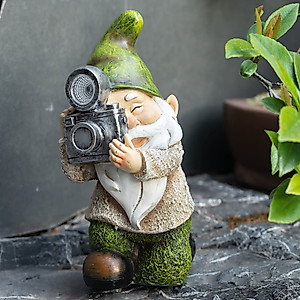 EPTUEGA Garden Gnome-Solar Statue Outdoor-Gnomes Decorations for Yard - Photography Pose Gnome for Yard Patio Lawn Garden Gifts