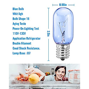 2 Pcs Refrigerator Light Bulb Fit for Frigidaire Kenmore Electrolux Gibson Crosley Kelvinator Kenmore Elite Pro etc Replace 297048600 241552802 AH976993 EA976993 AP3770086 1056577, 110V-130V T8 40W