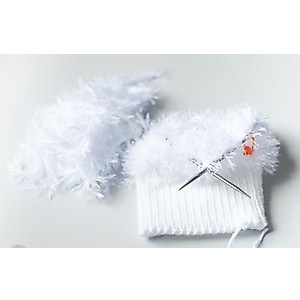 Lukche Eyelash Fun Fur Yarn Premium 100% Polyester 164 Yds (150 Mt), 3.53 Oz (100 Gr) Colorful Crochet Yarn Dıy Hand Knitting. (Optical White, 1 Skein)