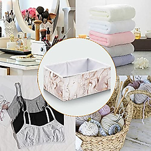 Kigai Storage Basket Rose Gold Abstract Marble Foldable Storage Bin 15.8 x 10.6 x 7 Inches Cube Storage Baskets Box for Shelves Closet Laundry Nursery Bedroom Home Decor