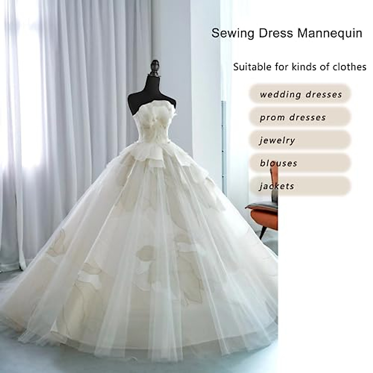 Encomle Dress Form Female Mannequin, Height Adjustable White Mannequin Body with Removable Black Torso Cover for Sewing, Display, 2-in-1