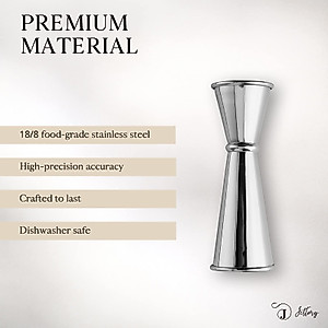Jettory Jigger - Japanese Jigger 2oz 1oz with Measurements Inside - Cocktail Jigger - 304 Food Grade Stainless Steel Jigger for Bartending - Bar Measuring Jigger