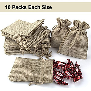 ADVcer Burlap Bags with Drawstring Set, 5.5 x 4 and 4.8 x 3.5, Sacks 20 for Small Favor, Gift, Treat, Goodie, Party, Jewelry, Little Sachet, Coffee Bean, Mini Decor, Craft, Candy, Tea Storage (Linen)