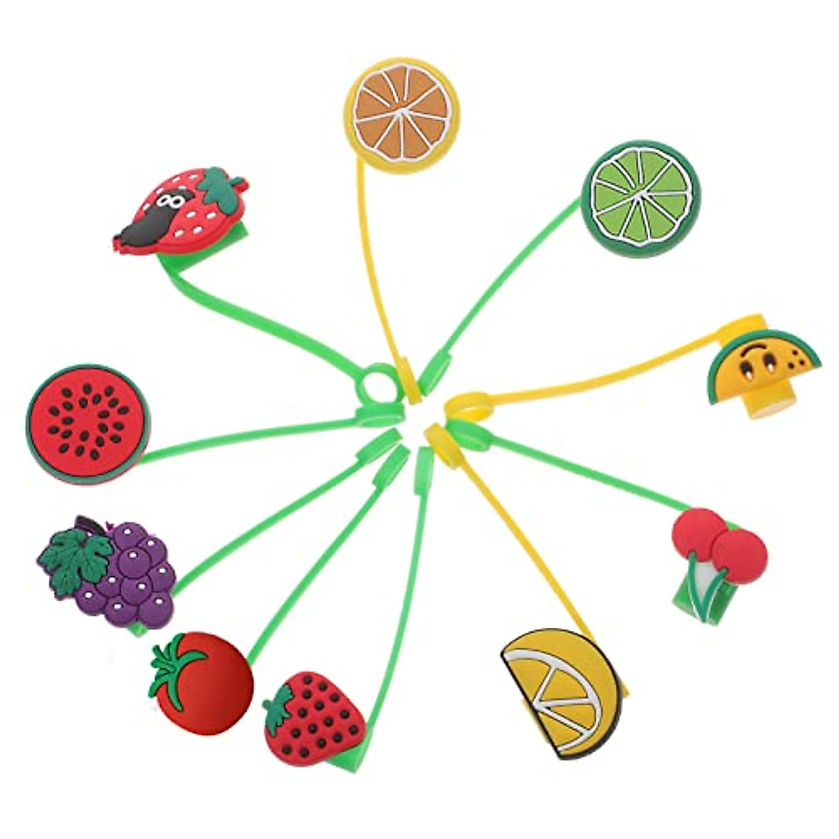 VALICLUD 10pcs Fruit Straw Cap Straw Accessories Straw Toppers for Tumblers Straw Mouth Tips Reusable Straw Tips Covers Juice Hat Straws for Kids Straw Covers Cap Cartoon Child Drinks Pvc