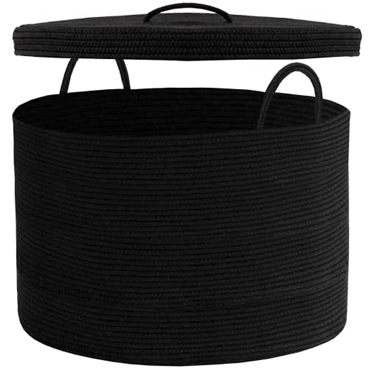 Extra Large Storage Laundry Basket 22" X 16" Cotton Rope Woven Basket for Blanket Basket with Handles for Living Room Toys Storage XXXL (Black)