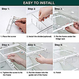 LALASTAR Fridge Drawers, 2-PACK Fridge Organizers and Storage Clear, Mini Refrigerator Organizer Bins with Handle, Fit for Fridge Shelf Under 0.6" (No Divider)