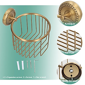 Toilet Paper Holder Stand, Brass Toilet Tissue Organizer Wall Mounted Toilet Paper Holder Tissue Roll Storage Rack Bathroom Tissue Organizer Tissue Roll Basket Rack for Bathroom