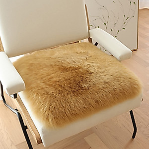 MaxW Square Pink Sheepskin Chair Pad for Living Room Sofa Kitchen Chair Wool Cushion for Pet Bed Photography Props 16in