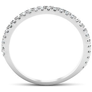 P3 POMPEII3 1/5ct Pave Diamond Wedding Ring 10K White Gold - Size 5