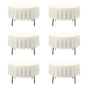 BRILLMAX 6 Pack Ivory Round Tablecloths 90 Inch - Circle Bulk Linen Polyester Fabric Washable Table Clothes Cover for Wedding Reception Banquet Birthday Party Buffet Restaurant