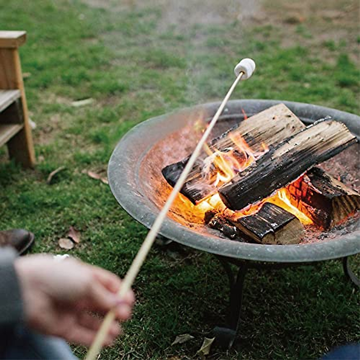 30 Inch / 75cm Extra Long Wood Skewers 50Pcs, Heavy Duty Bamboo Wooden Marshmallow Sticks for Fire Pits Roasting Campfire, Kids Safe Disposable Camping Skewer for Smores Grilling Kebab BBQ Barbecue