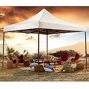 Canopy Tent 10 x 10 Pop Up Canopy Ez Up Sun Shade Canopy with Backpack Bag, 4 Sand Weights Bags, Steel Stakes Gazebos Tent for Outdoor, Wedding,Party, Camping, Picnics (White)