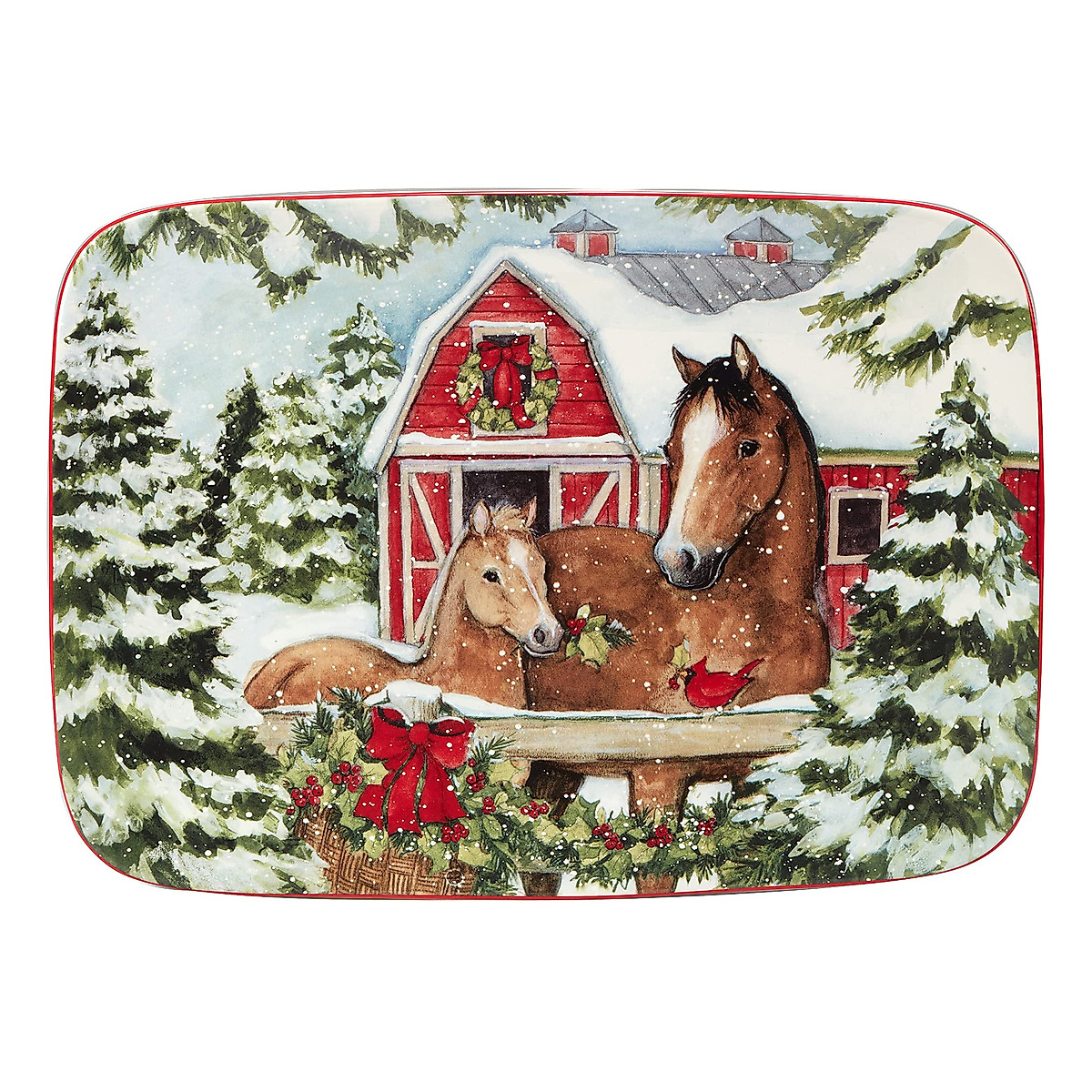Certified International Holiday Magic Santa Rectangular Serving Platter, 14" X 10", Large