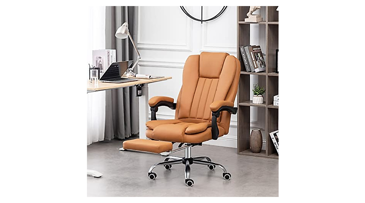 Executive Office Chair: Ergonomic Reclining, Footrest & Lumbar