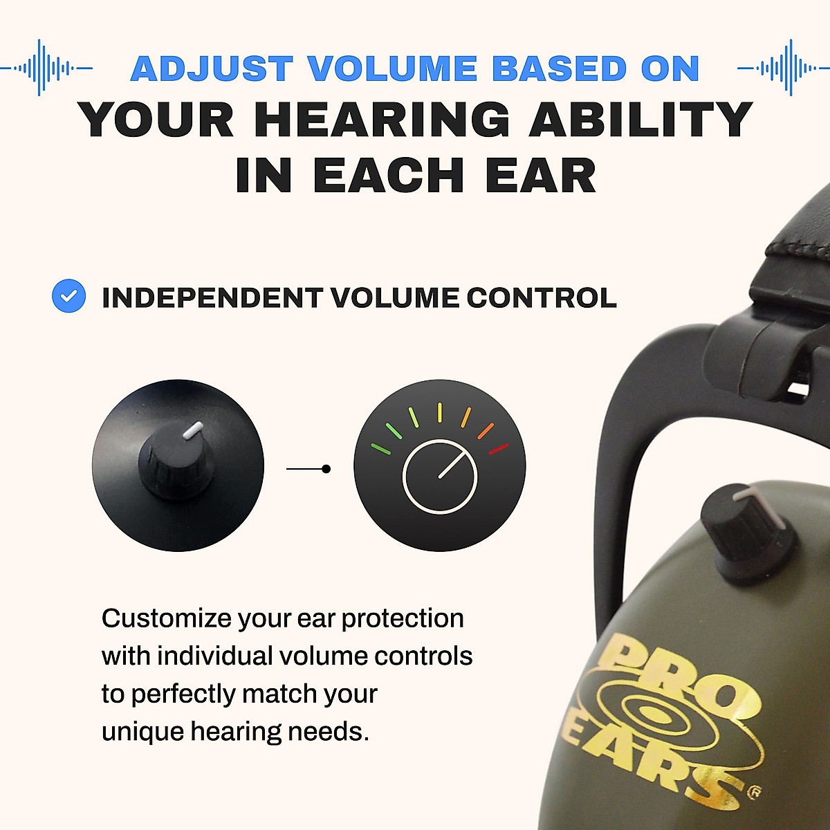 Pro Ears Gold II 30 Electronic Hearing Protection, Military Grade Tactical Ear Muffs, NRR 30 DB, for The Range, Shooting, & Hunting, Green,Adult,PEG2RMG