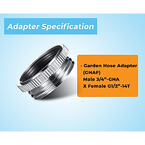 AVAbay GHAF Male 3/4" GHT to Female G1/2"-14T - Garden Hose to Faucet Diverter - Chrome Plated Solid Brass, Female to Male Adapter Fitting for Sink Tub Faucet, Water Filter System