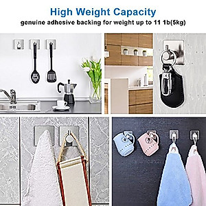 FrontTech Adhesive Hooks Heavy Duty Wall Hooks Waterproof Stainless Steel Hooks for Hanging Coat, Hat,Towel Robe Hook Rack Wall Mount- Bathroom and Bedroom 4-Packs