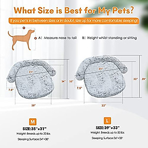 Auvce Fluffy Calming Large Dog Bed Deluxe Anti-Anxiety Plush Dog Mat Dog Couch Cover for Furniture Protector with Removable Pillow & Washable Cover, 39''x33''x7.5'', Grey