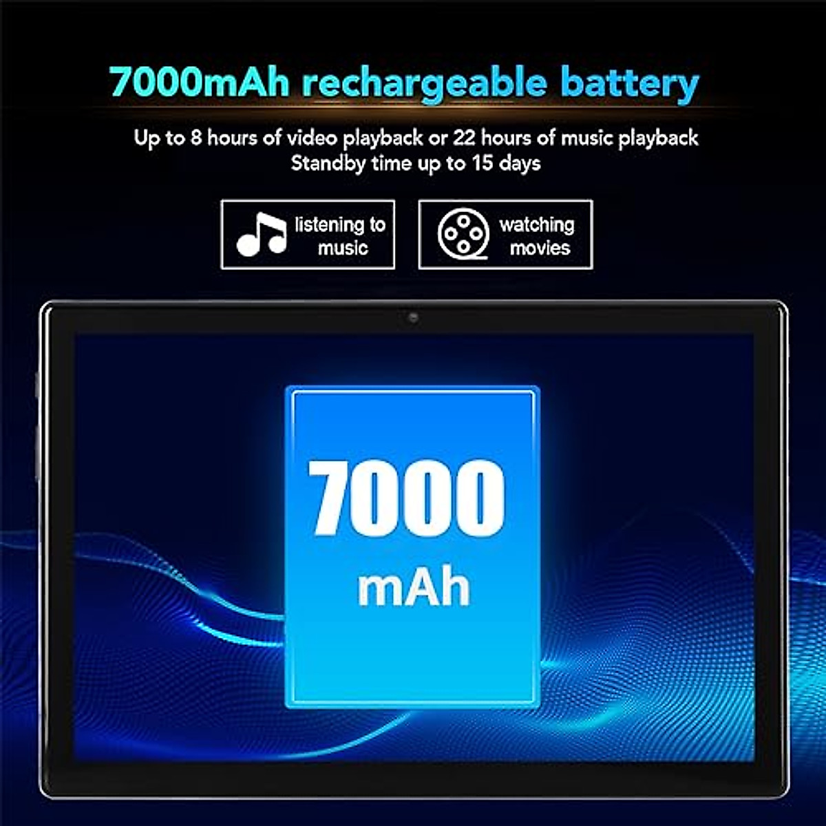Jopwkuin Tablet, 2 in 1 USB C Fast Charging 100‑240V Support 10. 1 Inch Tablet for Work for Android 12 (US Plug)