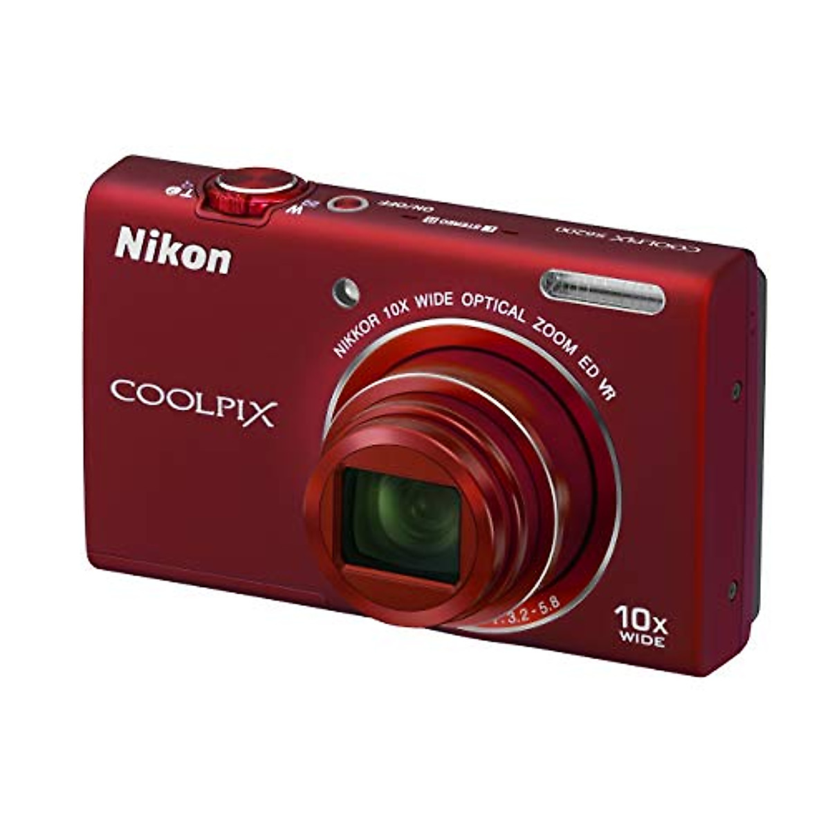 Nikon COOLPIX S6200 16 MP Digital Camera with 10x Optical Zoom NIKKOR ED Glass Lens and HD 720p Video (Red)