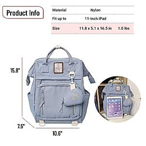 Kawaii Backpack Cute Backpack Aesthetic Backpack for Girls Teens Students Back to School (blue)